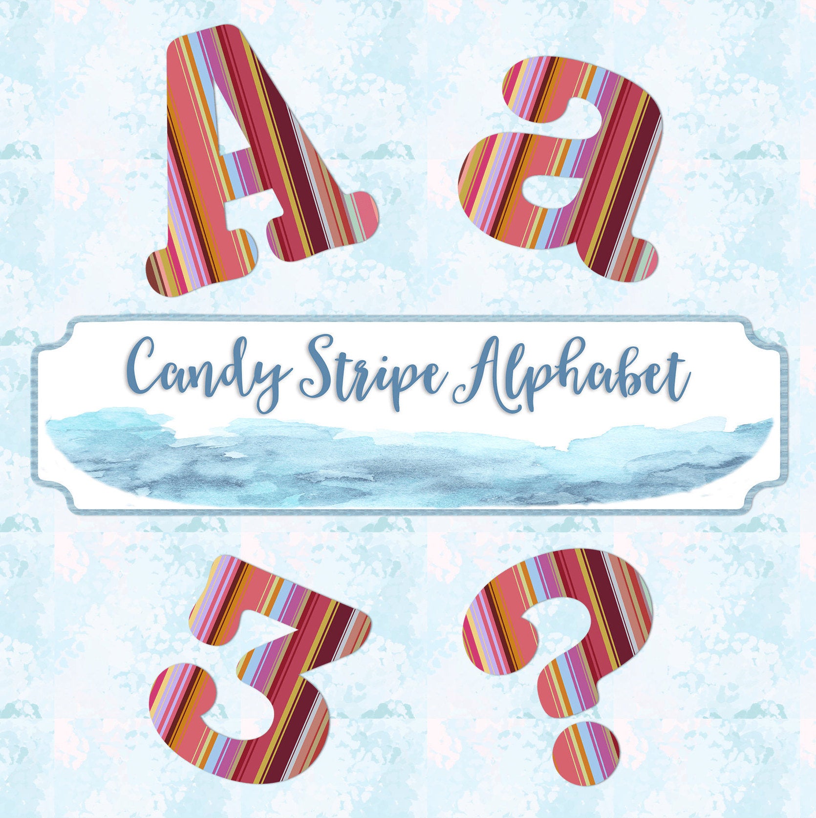 Alphabet Clip Art, Striped Letters, Numbers clip art, Candy Stripe Alp ...