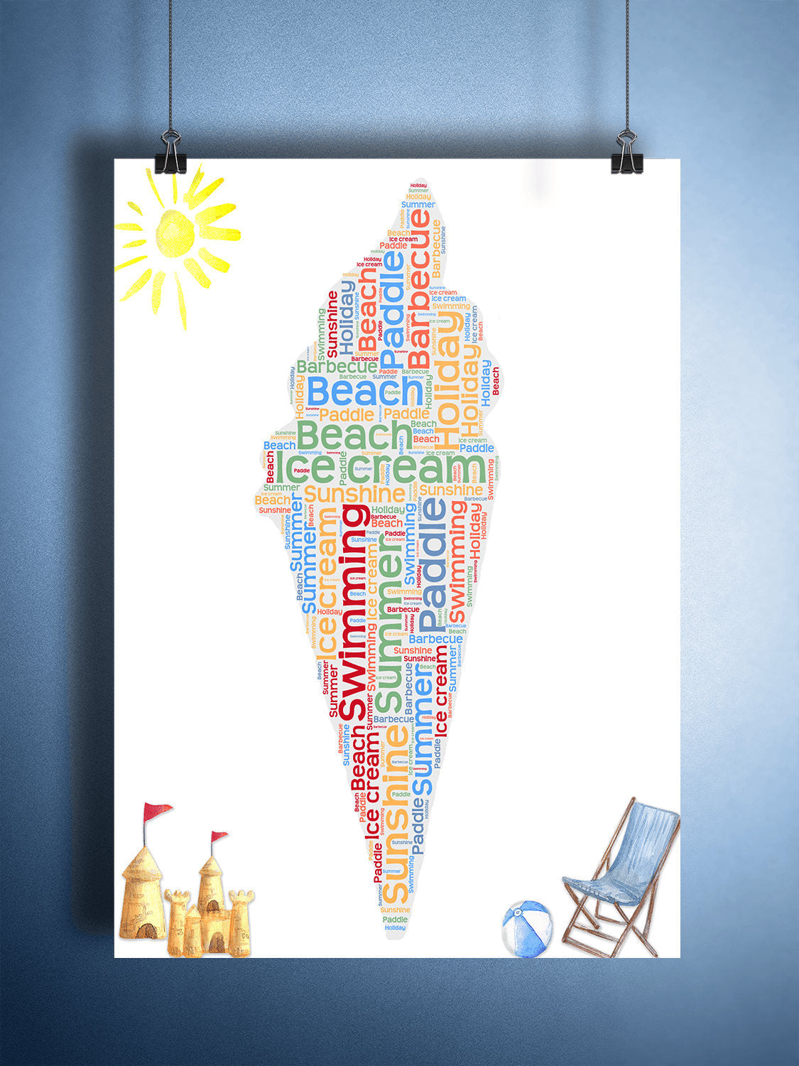Custom Ice cream Word Art, custom summer word cloud art, custom word c ...